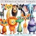 Whimsical Safari Clipart Safari Animals Quirky Lion Clip Art Animal PNG ...