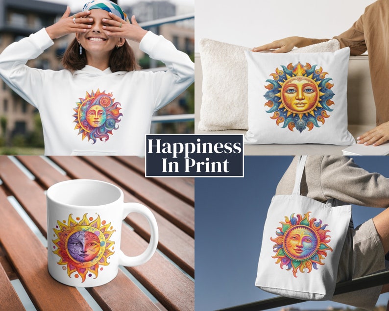 Celestial Clipart Bundle Watercolor Sun Clip Art Sun Moon PNG - Etsy