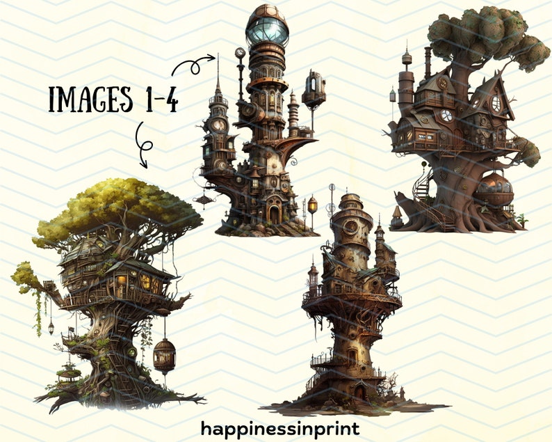 Steampunk Castles Mansions and Houses PNG Clipart Bundle Steampunk ...