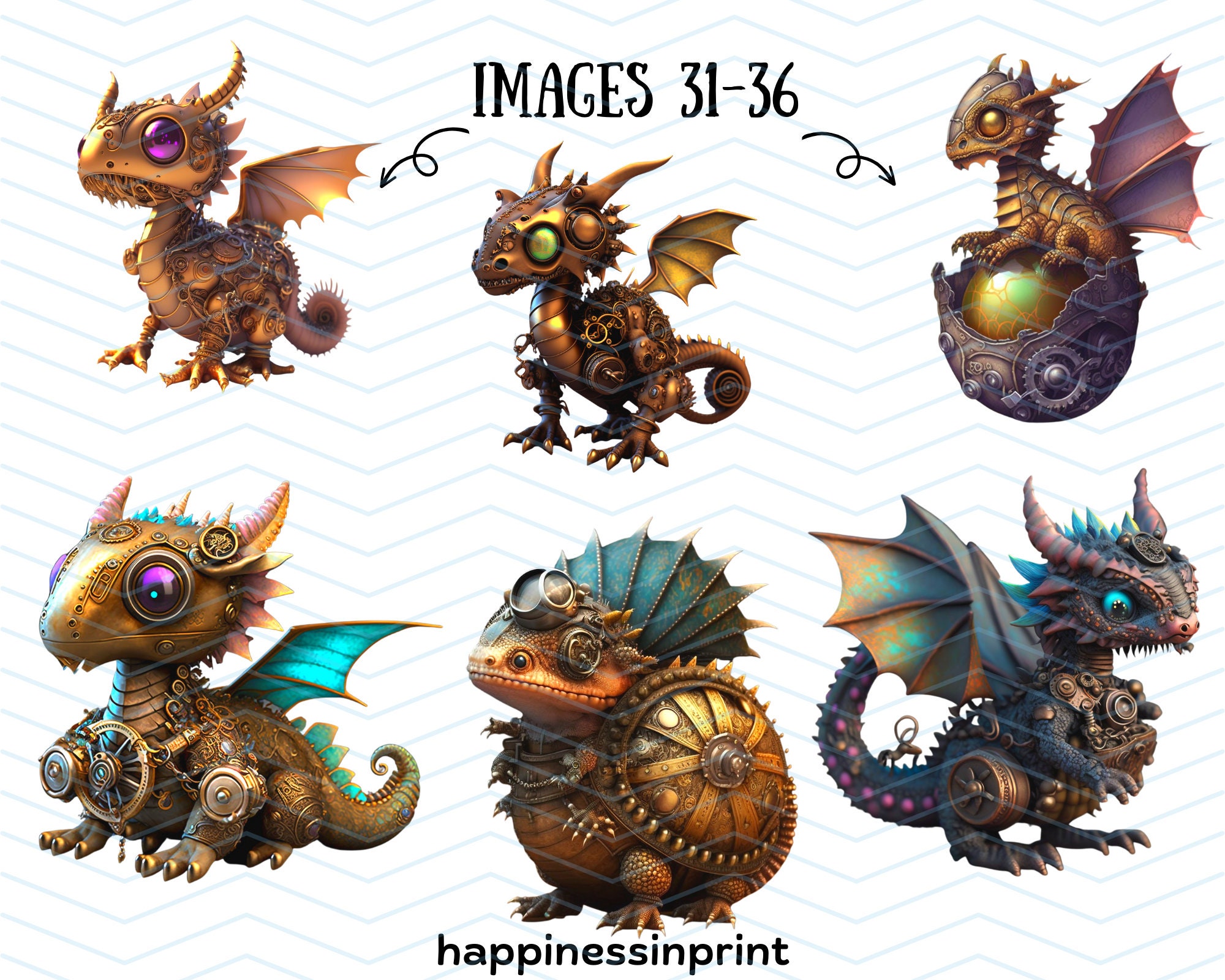 Steampunk Dragon Baby Clipart Bundle Steampunk Baby Dragon PNG - Etsy