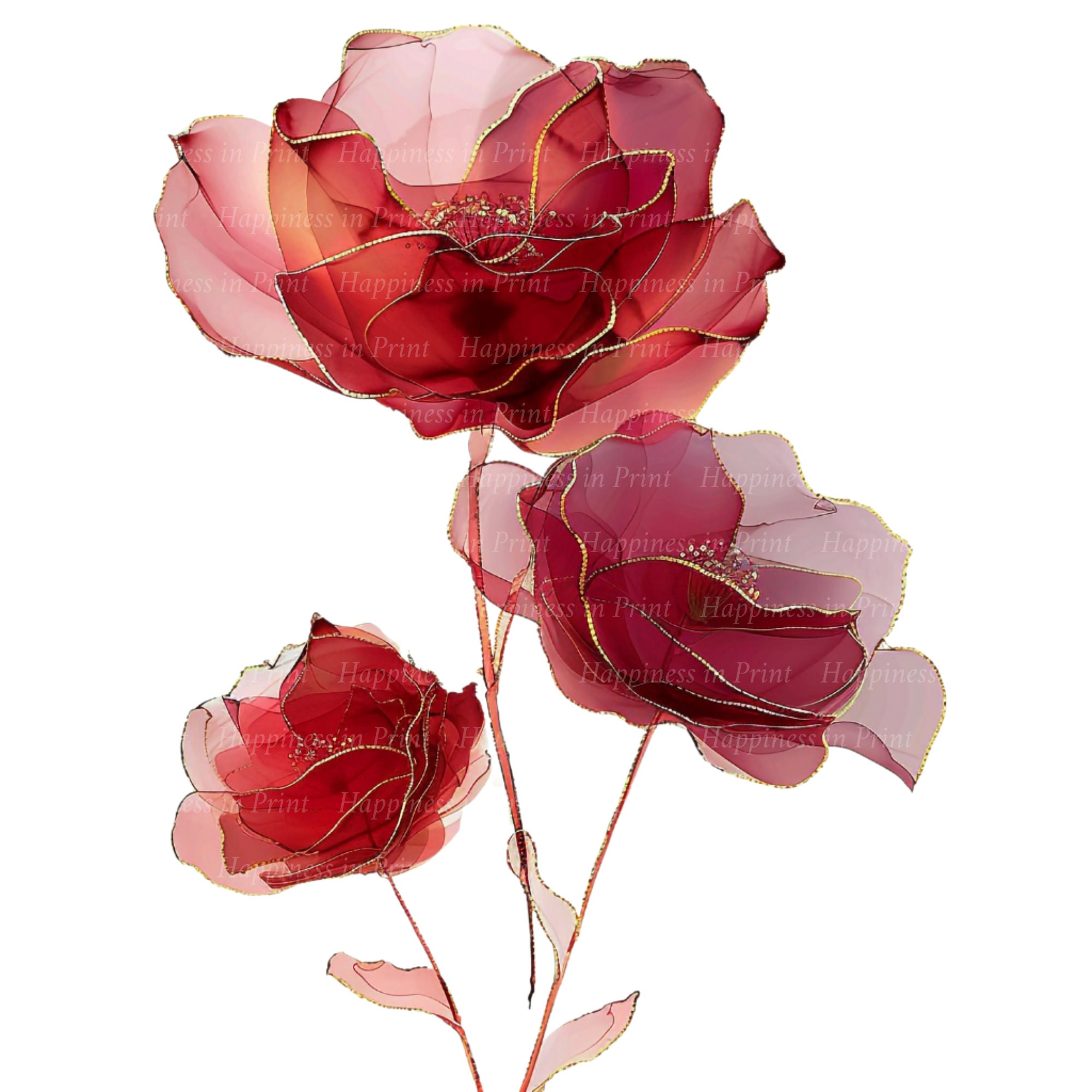 20 Abstract Flowers Clipart Red Rose TRANSPARENT PNG Print Watercolor ...