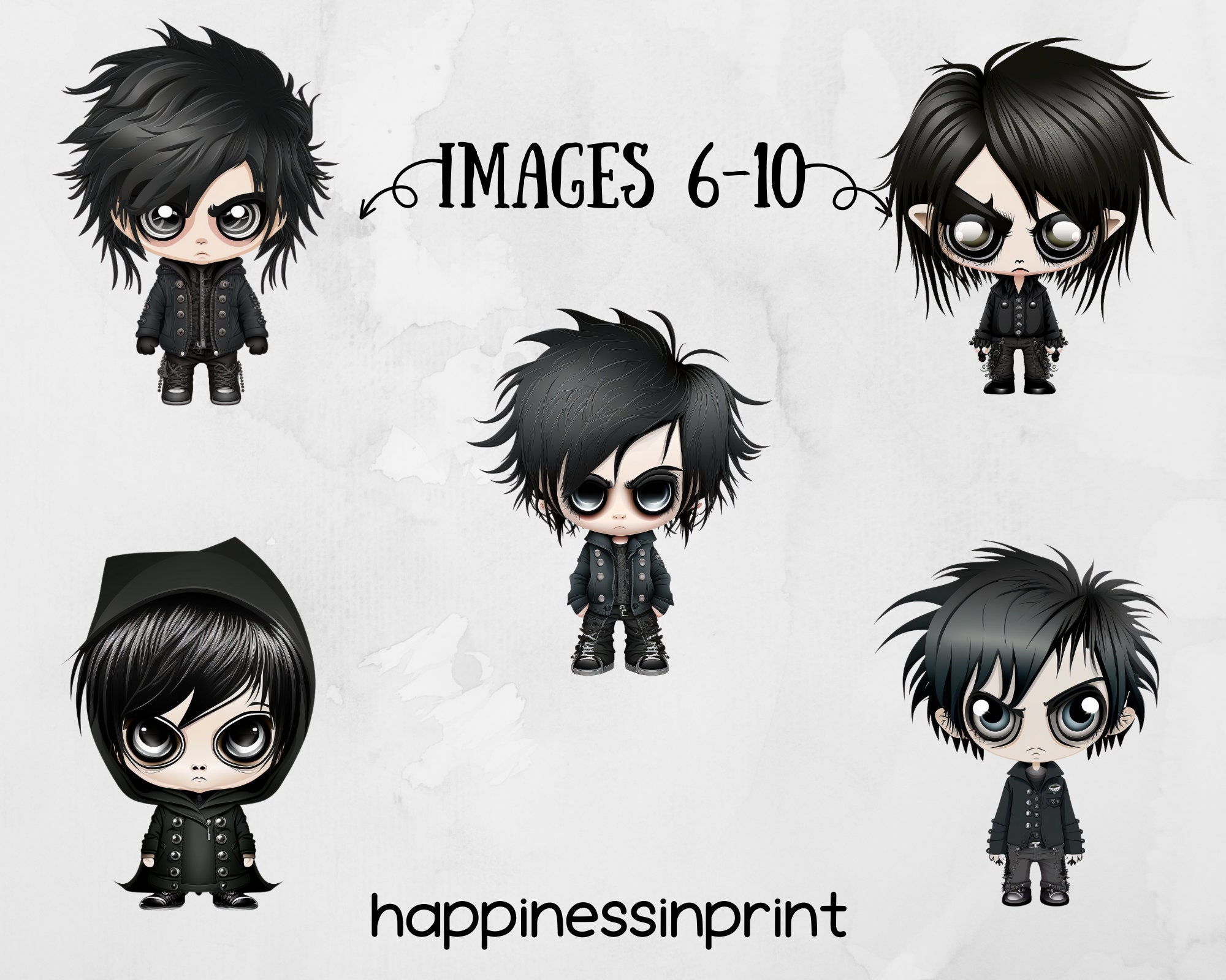 Kawaii Goth Boy Clipart Bundle Kawaii Goth Boy PNG Pack Free - Etsy