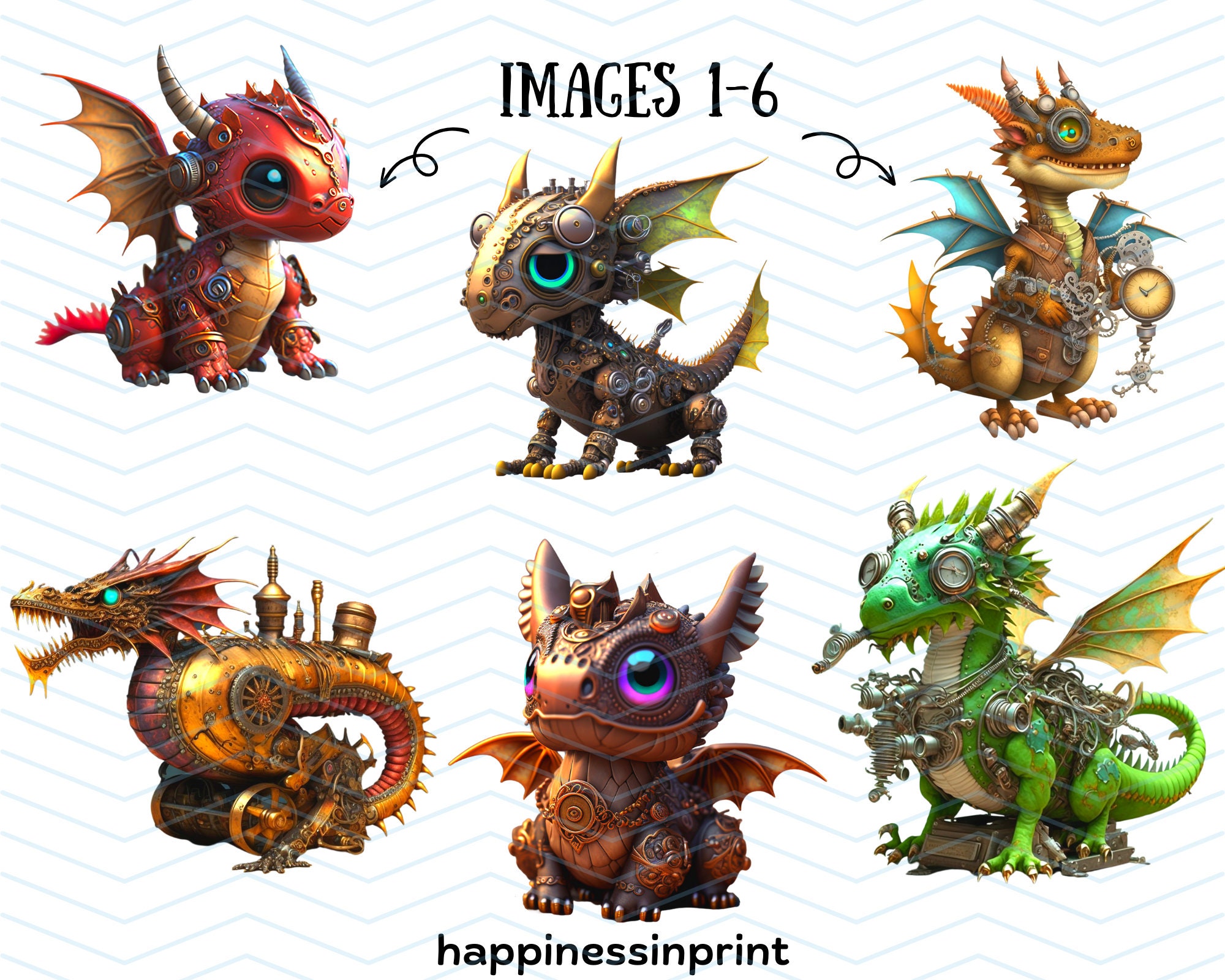 Steampunk Dragon Baby Clipart Bundle Steampunk Baby Dragon PNG - Etsy
