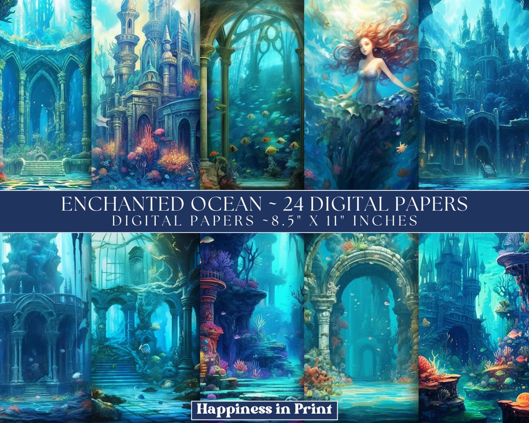24 Enchanted Underwater Digital Papers, Printable Digital Paper, Under ...