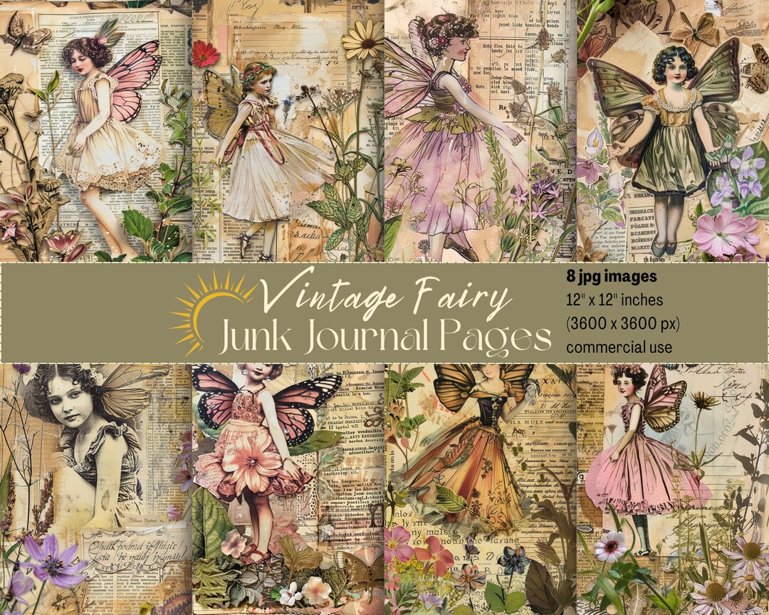 Vintage Fairy Junk Journal Pages Fantasy Fairy Collage Printable ...