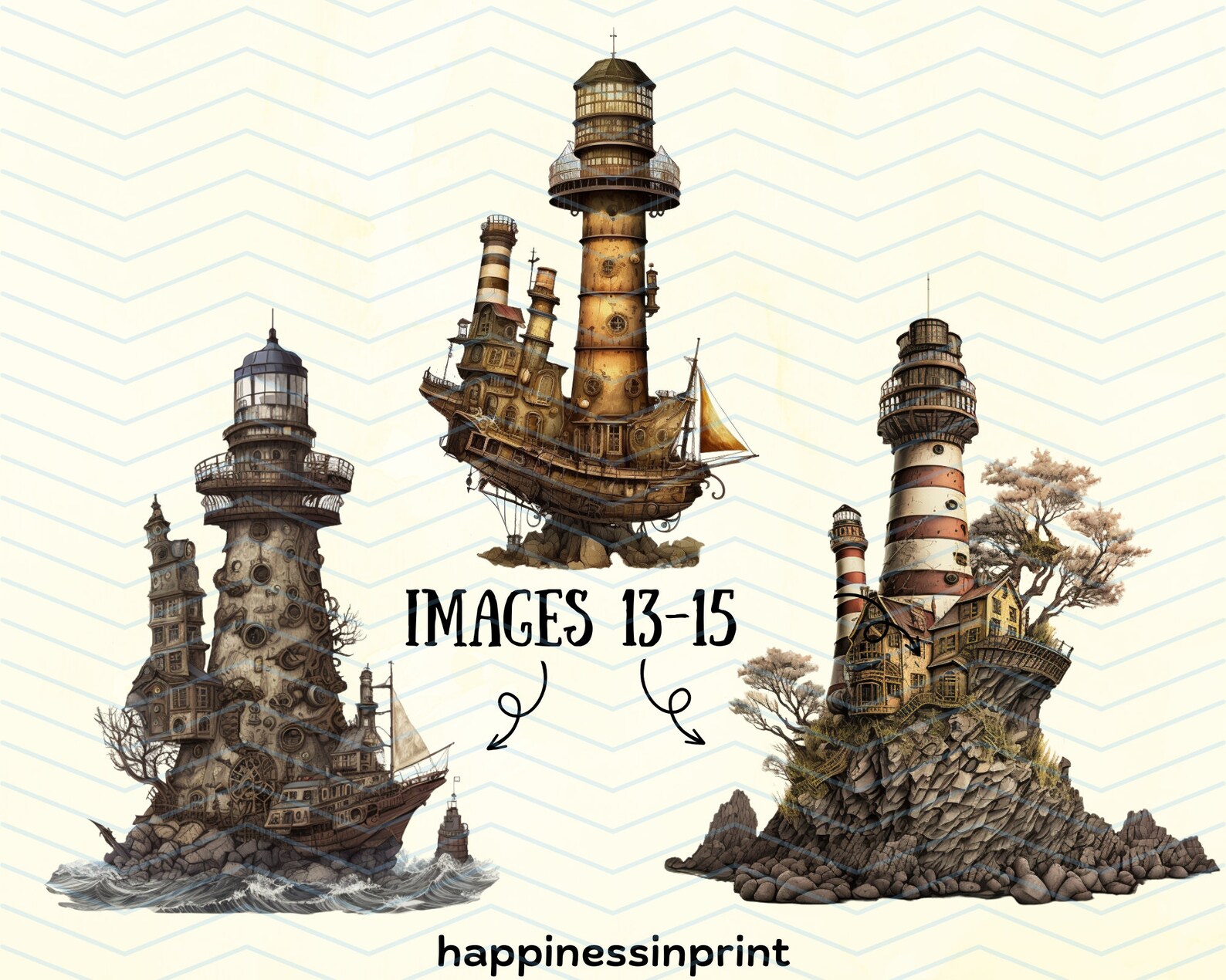 Steampunk Ships Boats Submarines PNG Clipart Bundle Steampunk Boats ...