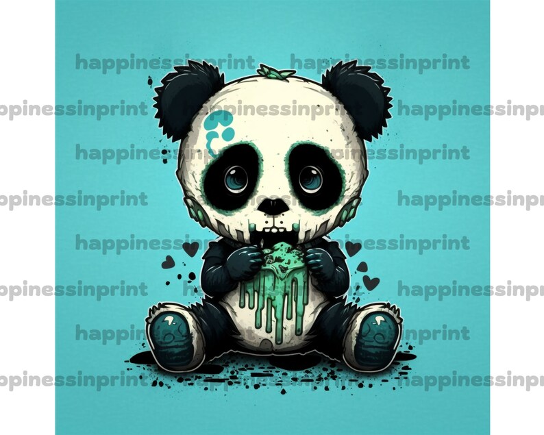 Kawaii Panda Zombie Clipart PNG Panda Bear Undead Chibi Panda - Etsy