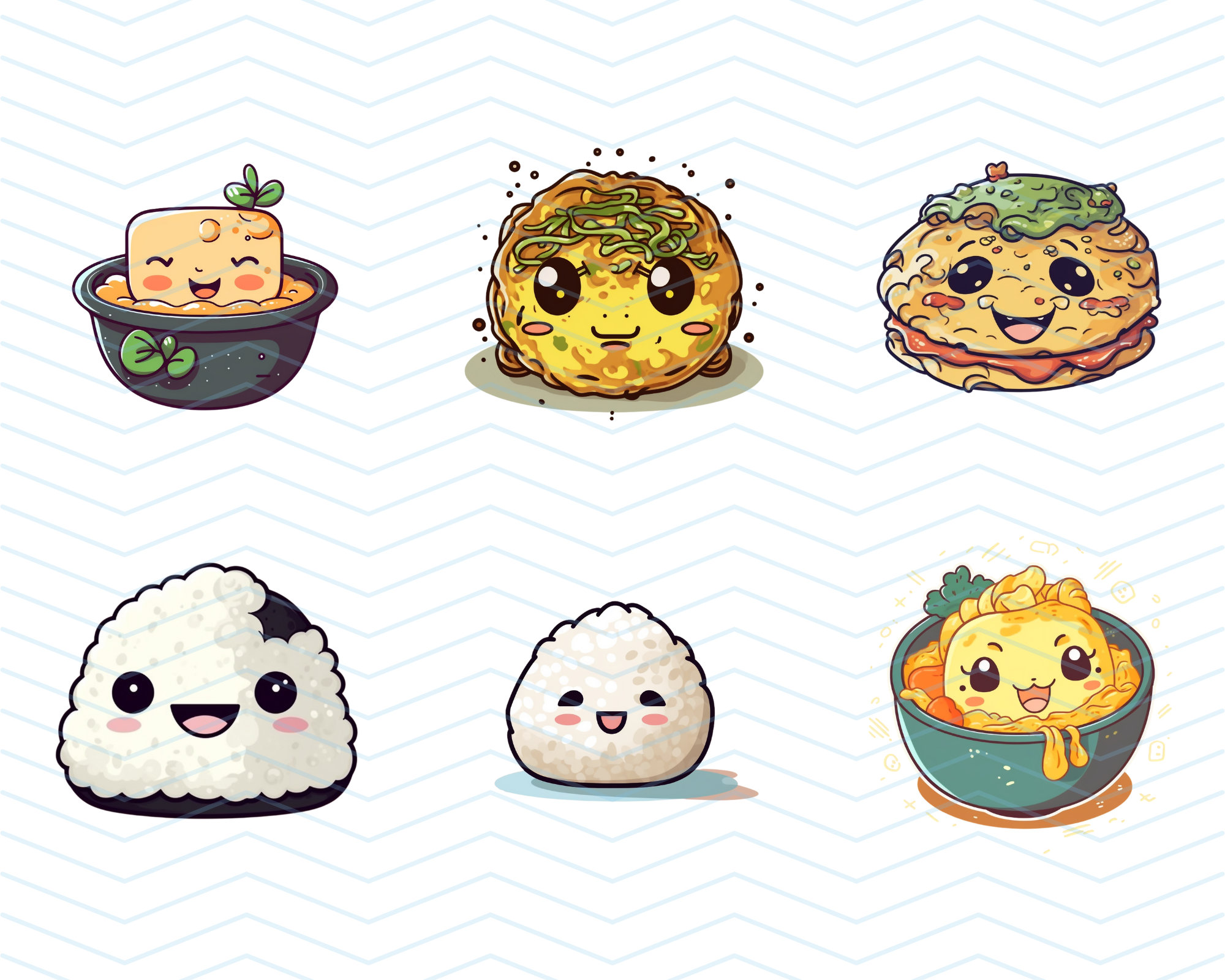 30 Kawaii Sushi and Japanese Food Clipart PNG Bundle Chibi Sushi Kawaii ...