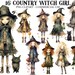 Country Witch Girl Clipart Cottagecore Witch PNG Boho Witches - Etsy