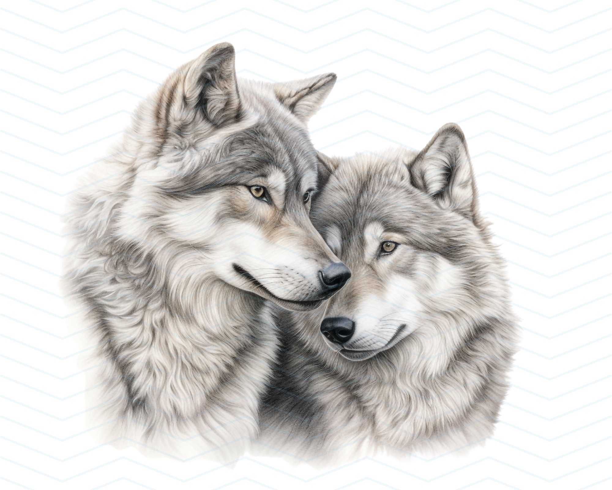 Wedding Gift Wolf Couple Clipart Wolf PNG Two Wolves Art Gift for ...