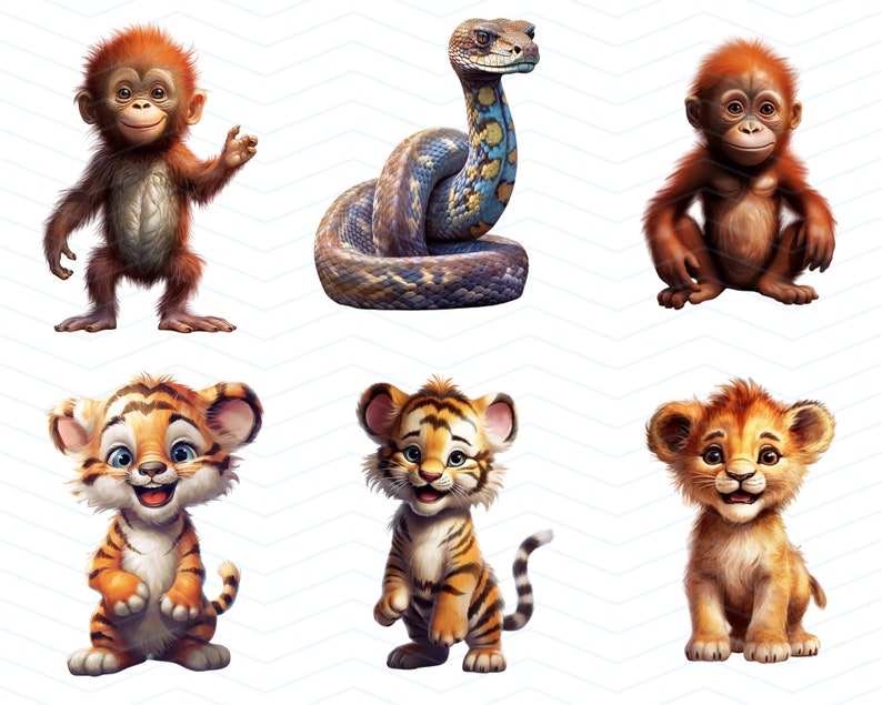 Adorable Rainforest Animal Clipart PNG Jungle Animal Clipart - Etsy