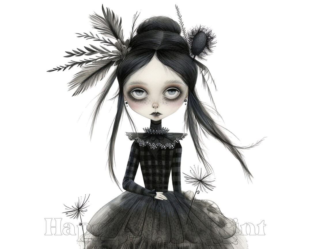 Goth Girl Clipart Bundle, Transparent PNG, Gothic Fashion Girl, Skulls ...