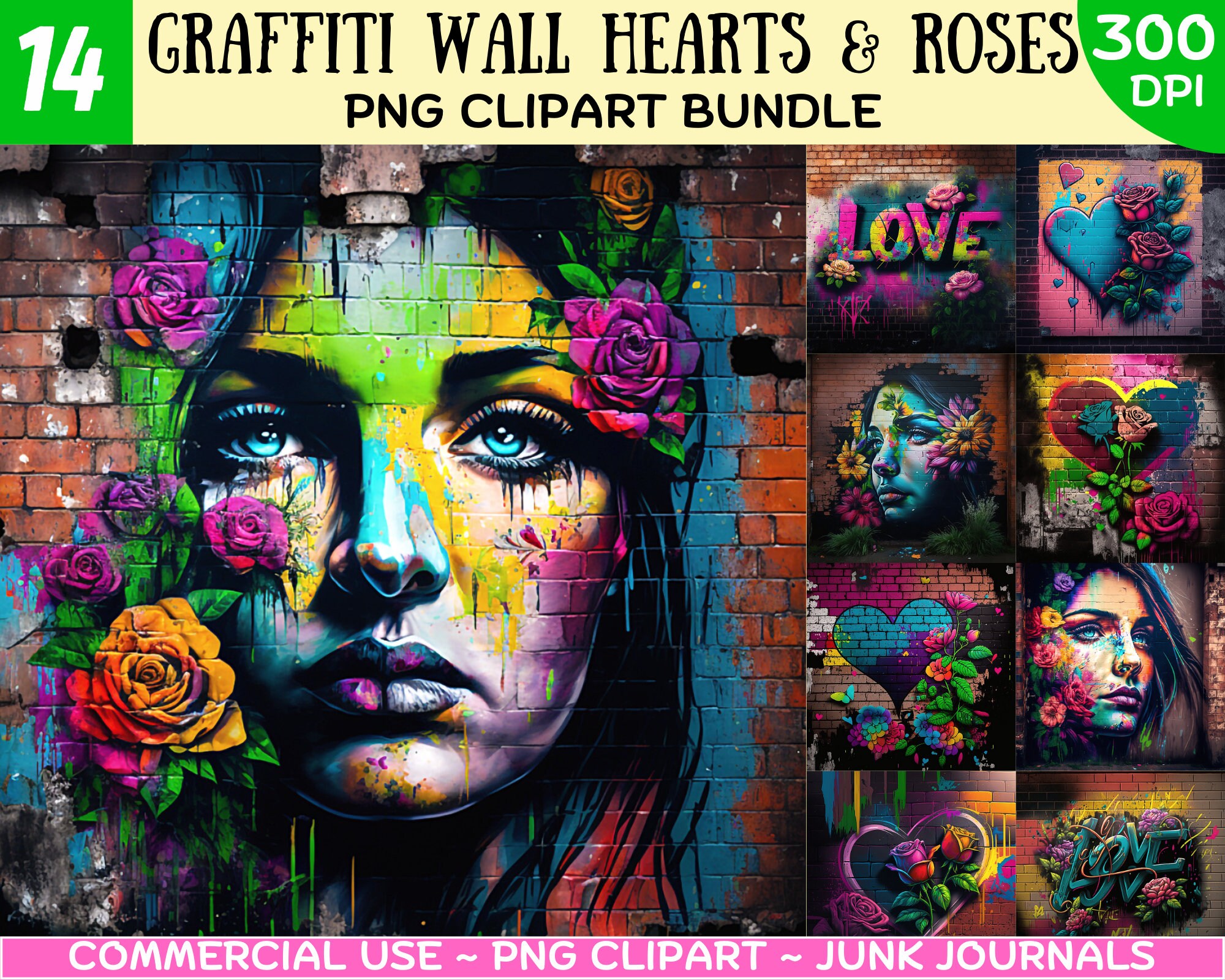 Graffiti Love Heart Rose
