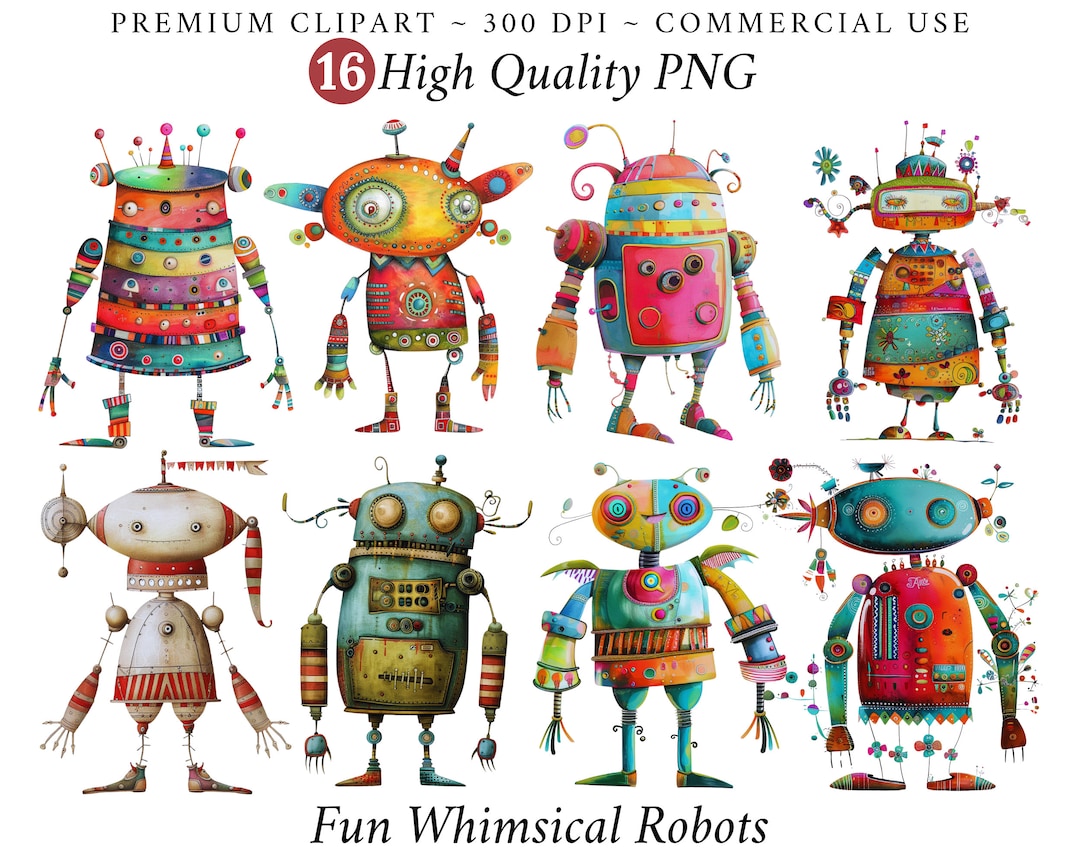 Whimsical Robot Clipart, Android CU Clip Art, Robot Graphics Png,funny ...