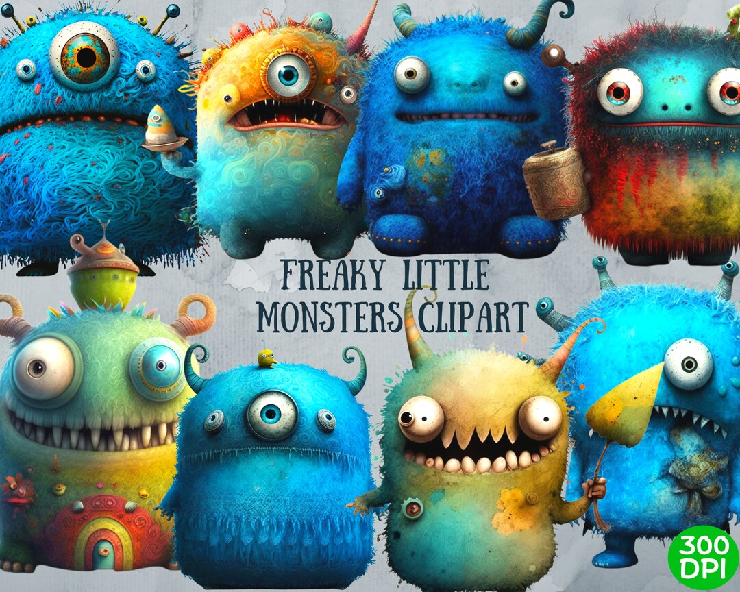 Freaky Cute Little Monsters Bundle Cute Monster PNG Clipart - Etsy