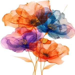 20 Abstract Flower Clipart Watercolor Flower Bouqet Clipart PNG ...