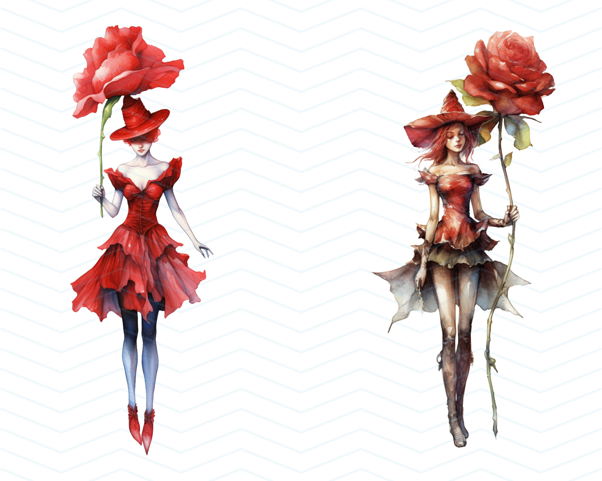 Watercolor Elegant Rose Fairy Clipart Red Rose Fairy Clip Art PNG ...