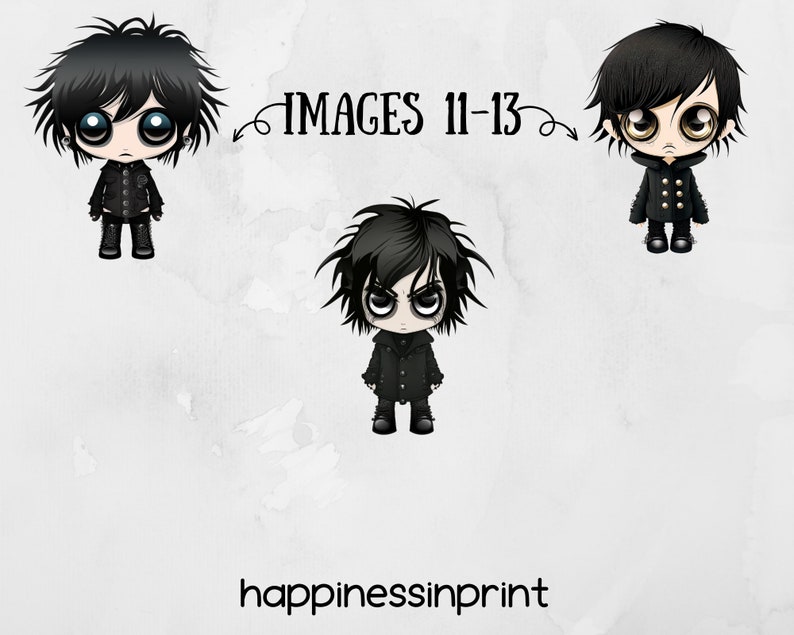 Kawaii Goth Boy Clipart Bundle Kawaii Goth Boy PNG Pack Free - Etsy