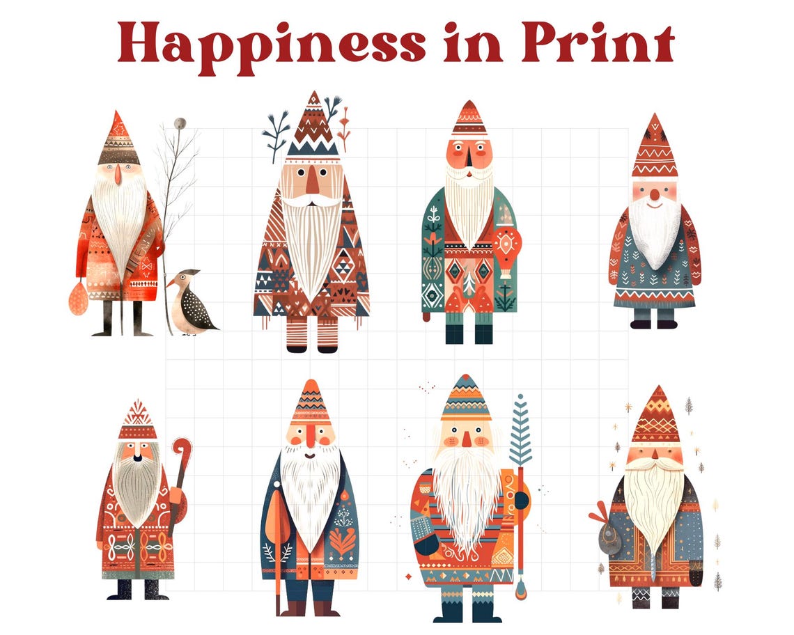 Scandinavian Christmas Clipart Scandinavian Santa Claus Traditional ...