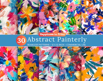 Painted Abstract Floral Pattern, Seamless Painted Floral Pattern ...