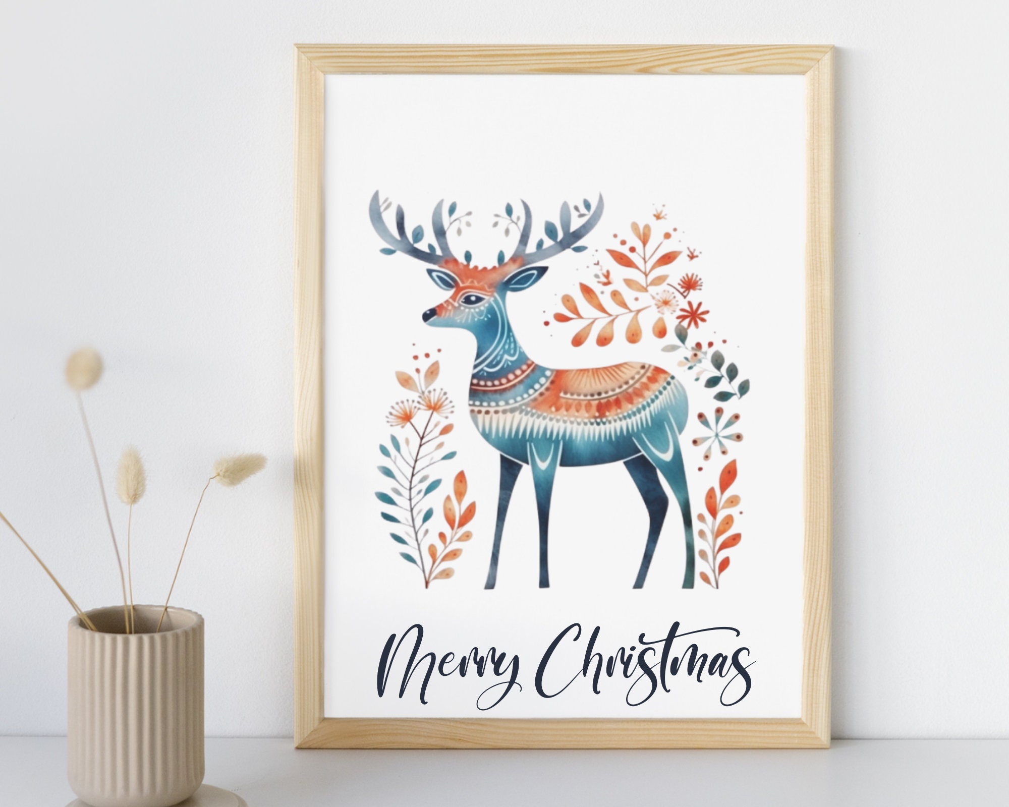 Watercolor Christmas Clipart Bundle Scandinavian Christmas PNG Folk Art ...