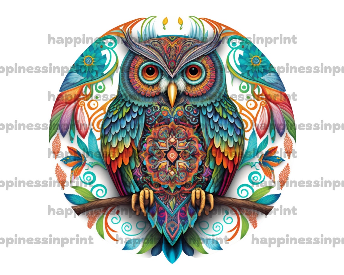 Colorful Owl Mandala Clipart Owl PNG Bundle Bright Owl Clipart - Etsy