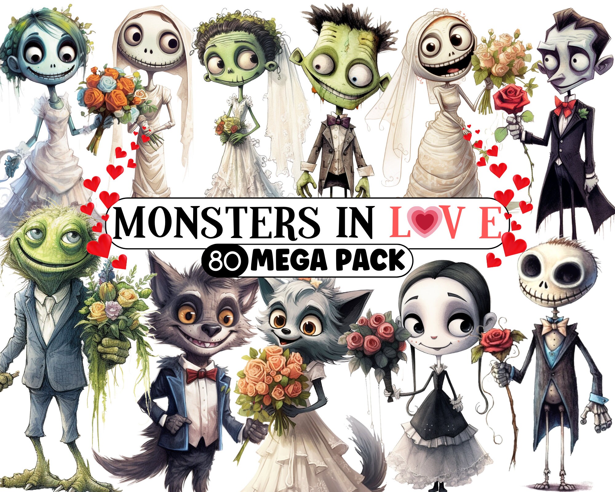 Love Monster Clipart Halloween Clipart Bundle Halloween Clipart PNG ...