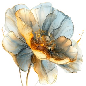 20 Abstract Flowers Clipart Flower Print Watercolor Silver Flower ...