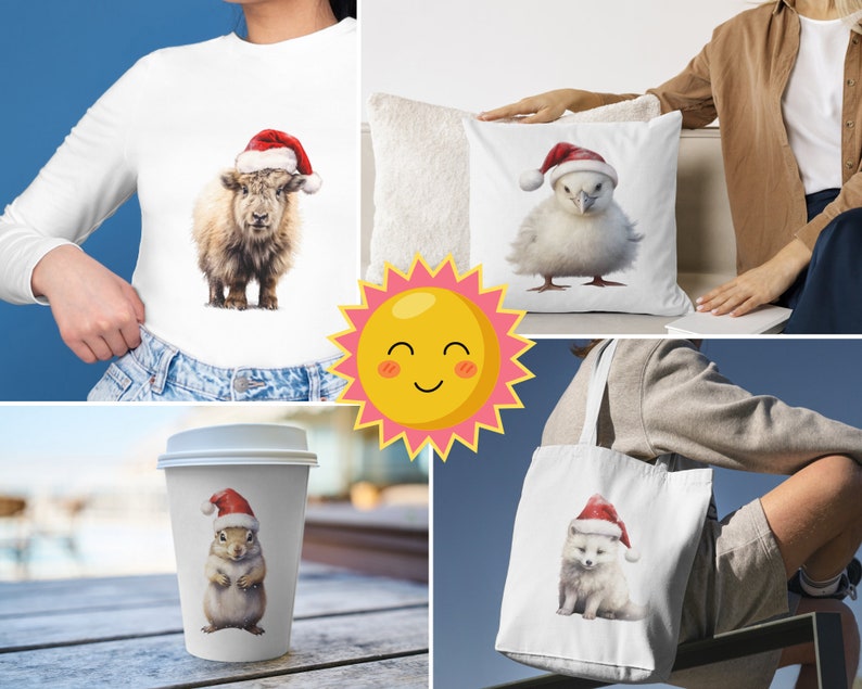 Christmas Animals Clipart PNG Watercolor Christmas Gift Clipart Winter ...