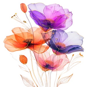 20 Abstract Flower Clipart Watercolor Flower Bouqet Clipart PNG ...
