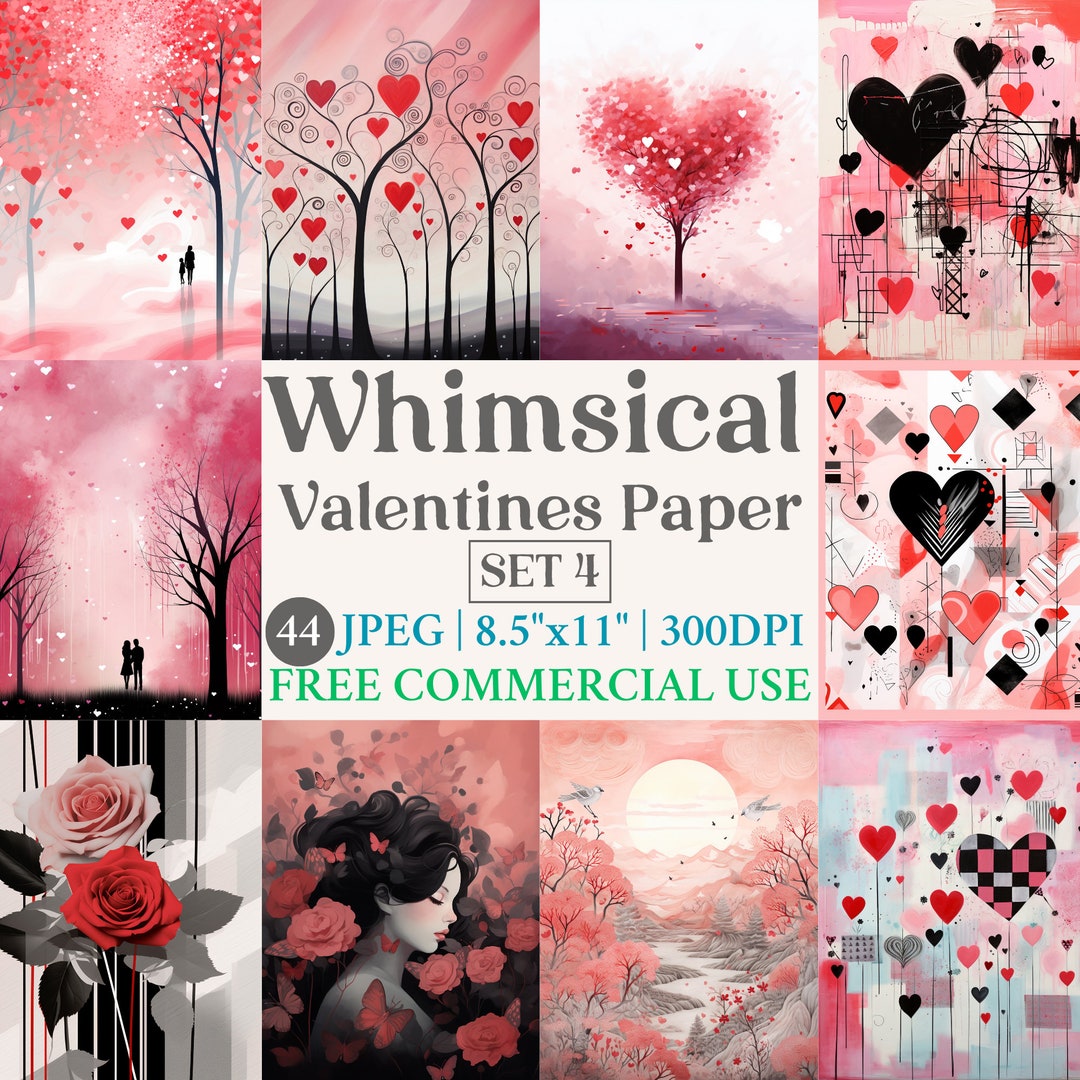Whimsical Love Paper Romantic Valentine Scene Valentine Background Junk ...