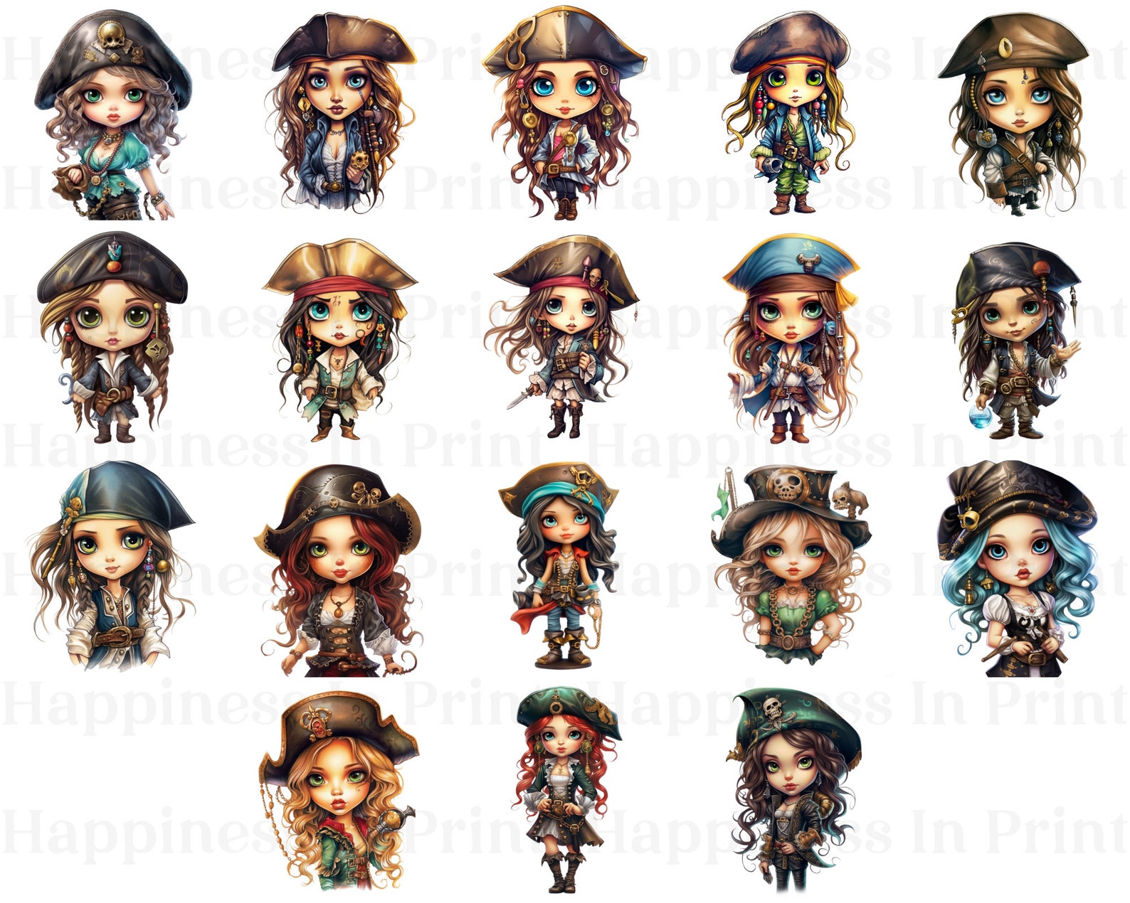 Pirate Girl Clipart Watercolor Pirate Clipart Bundle Pirate Ship ...