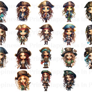 Pirate Girl Clipart Watercolor Pirate Clipart Bundle Pirate Ship ...