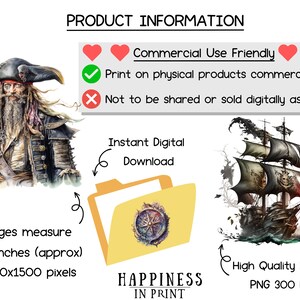 Watercolor Fantasy Pirate Clipart PNG Watercolor Pirate Scrapbook Junk ...