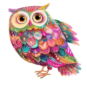 Whimsical Owl Clipart PNG, Watercolor Owl PNG, Quirky Owl Junk Journal ...