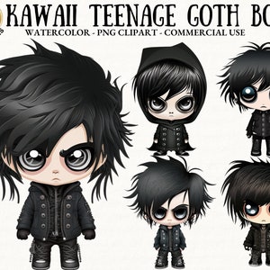 Kawaii Goth Boy Clipart Bundle Kawaii Goth Boy PNG Pack Free Commercial ...