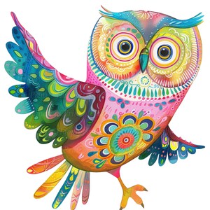 Whimsical Owl Clipart PNG, Watercolor Owl PNG, Quirky Owl Junk Journal ...