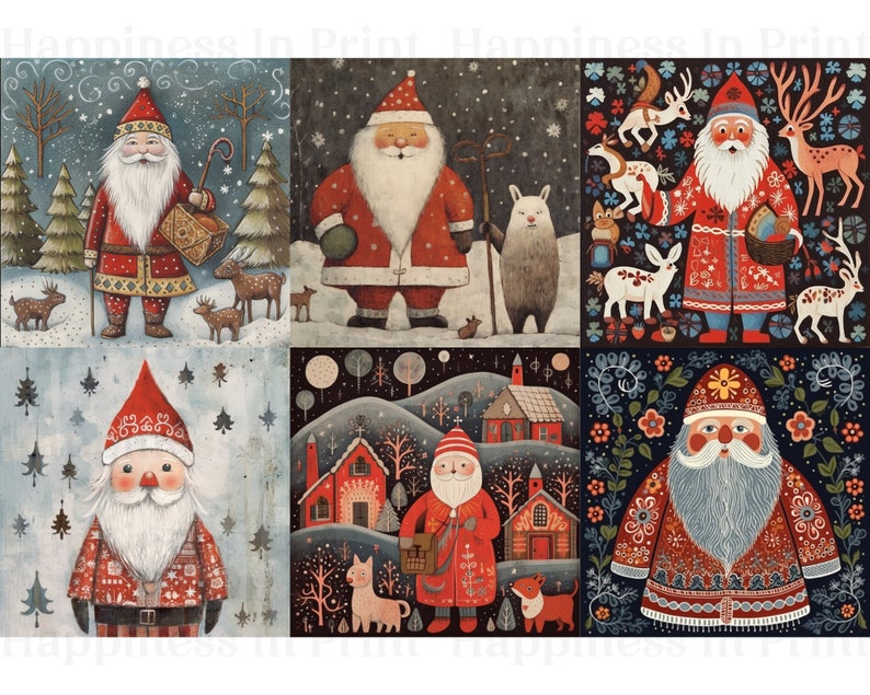 Scandinavian Christmas Clipart Scandinavian Santa Claus Traditional ...