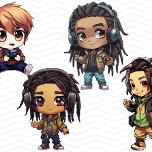 Cute Kawaii Gamer Boy Video Game Player Clipart Chibi Bundle Free ...