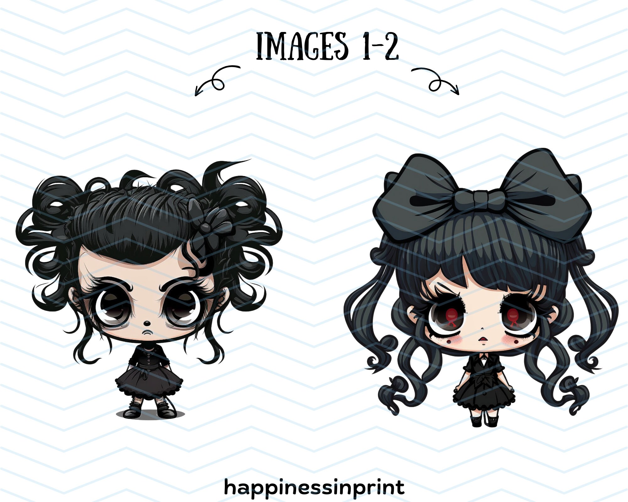Cute Kawaii Goth Girl Clipart Chibi Kawaii Bundle Free - Etsy UK