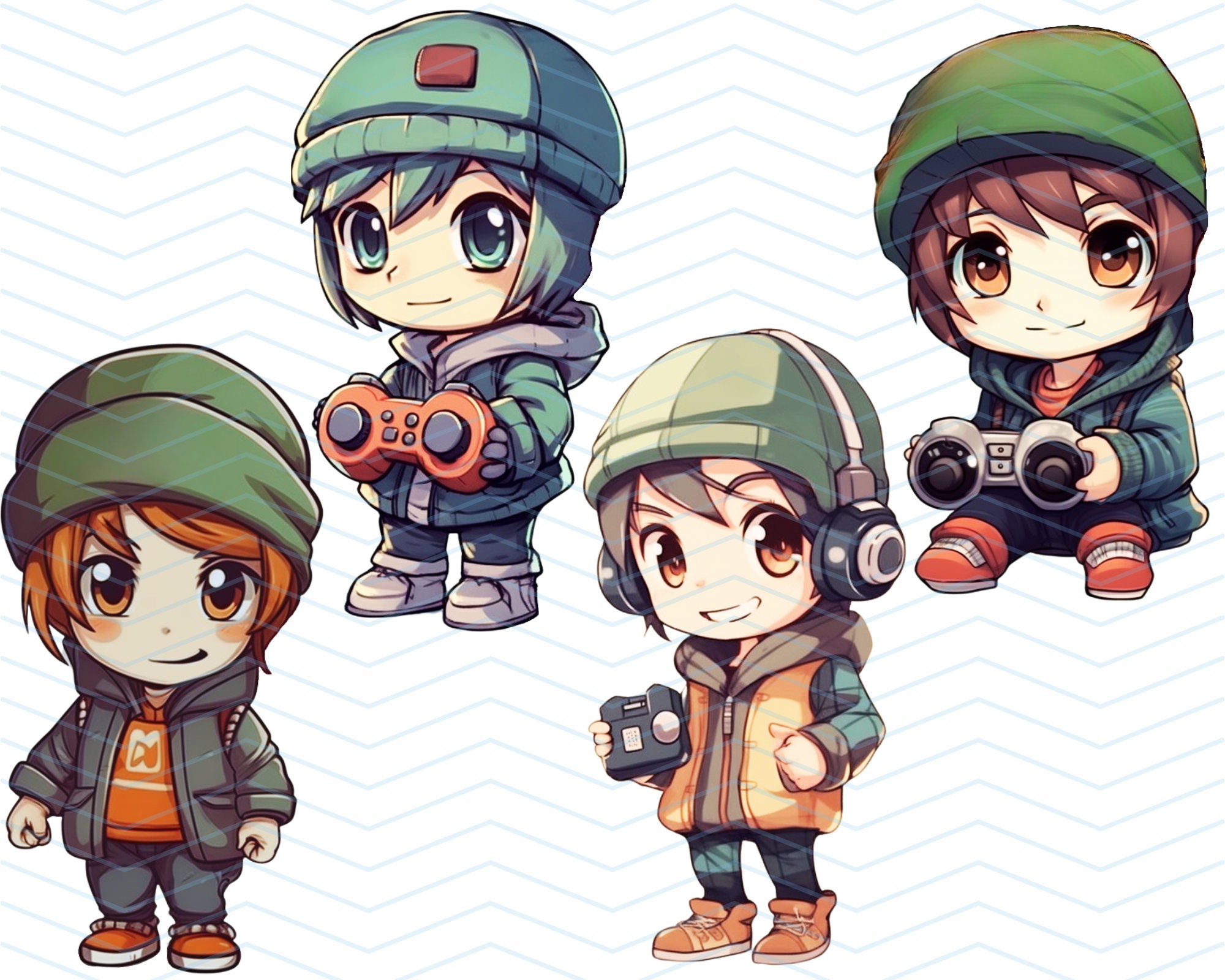 Cute Kawaii Gamer Boy Video Game Player Clipart Chibi Bundle - Etsy