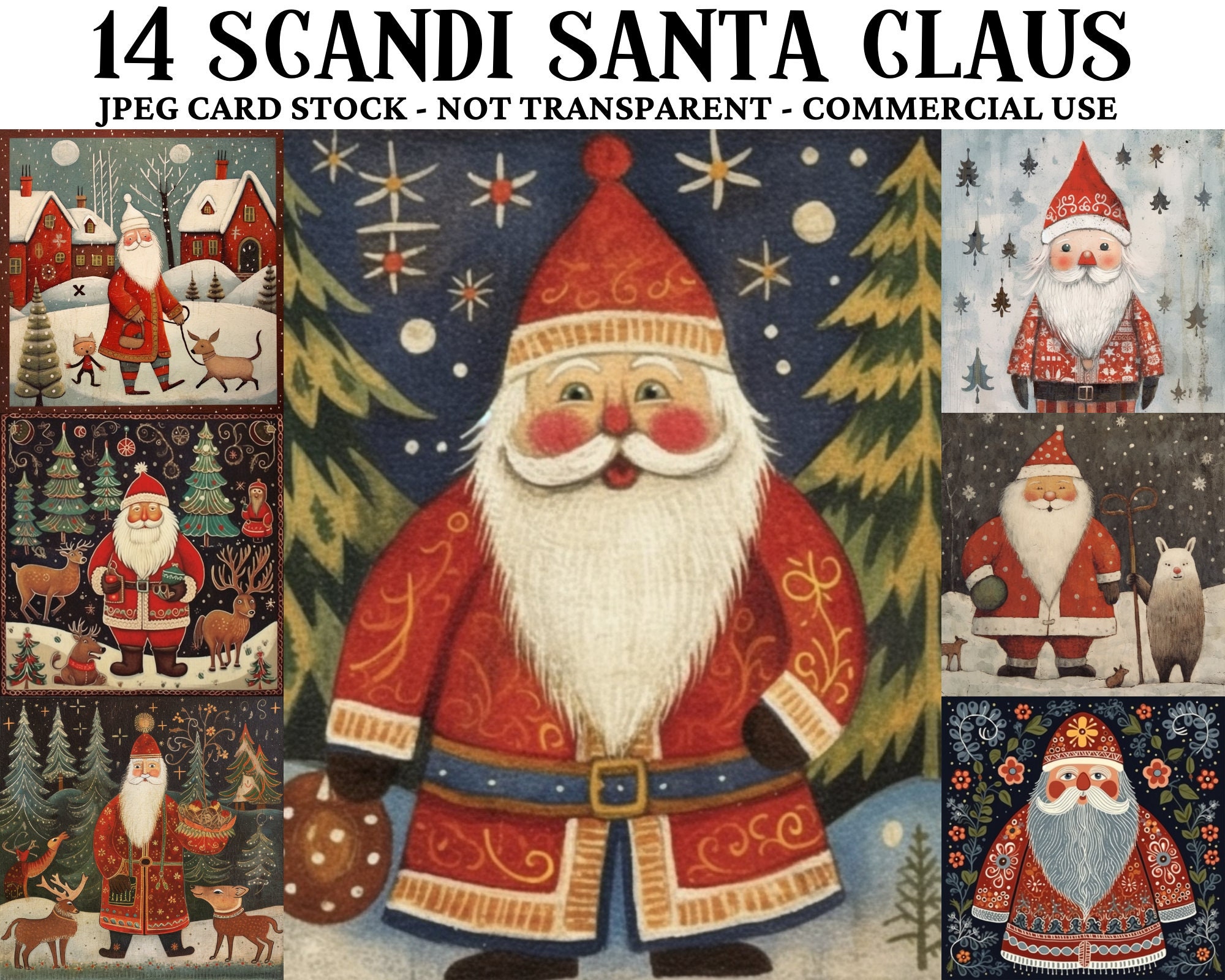 Scandinavian Christmas Clipart Scandinavian Santa Claus Traditional ...