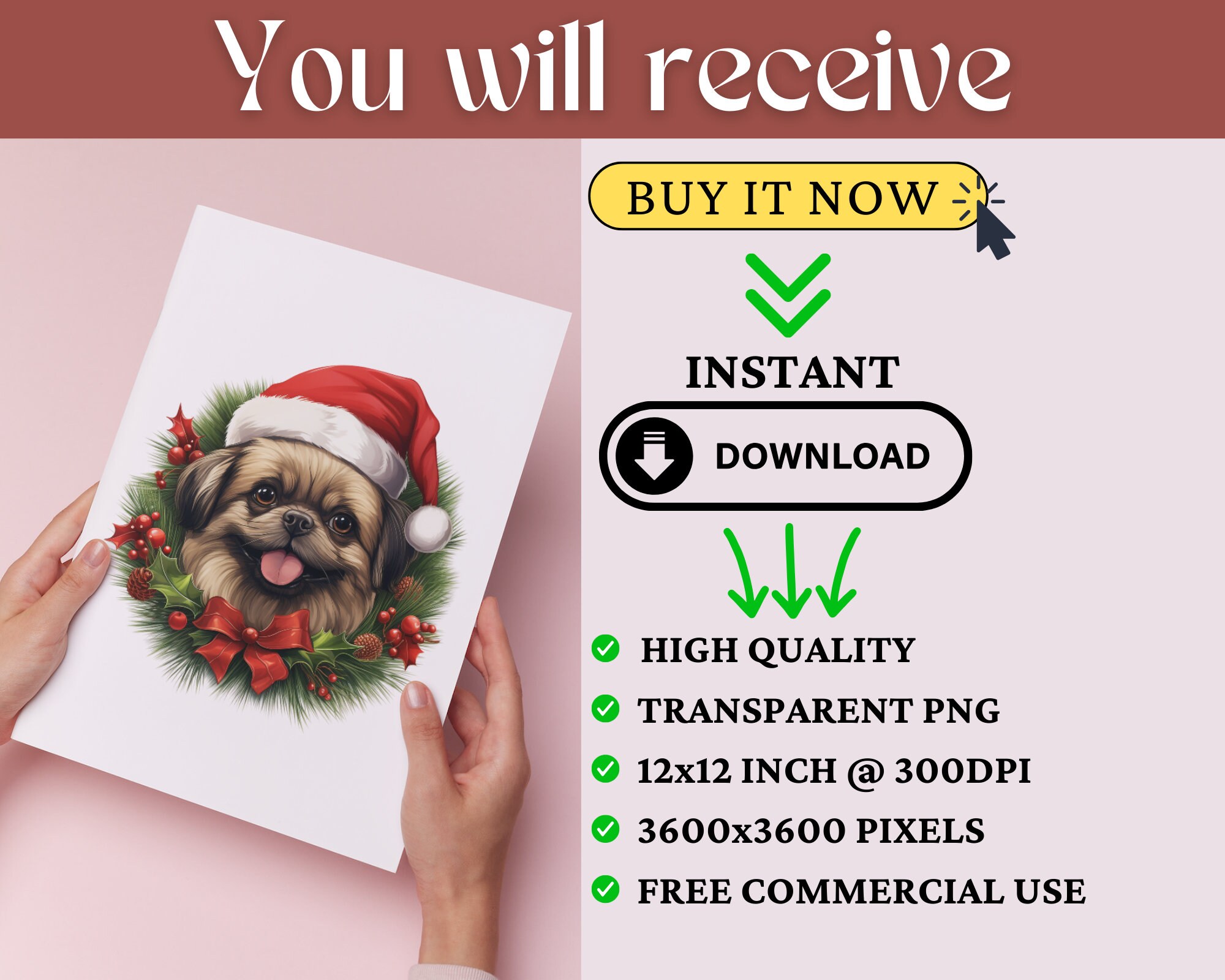 Christmas Dog Wreath Watercolor Clipart Bundle PNG Festive Pup Wreath ...