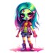 Neon Zombie Girl Clipart PNG Scary Zombie Clip Art Halloween Zombie ...