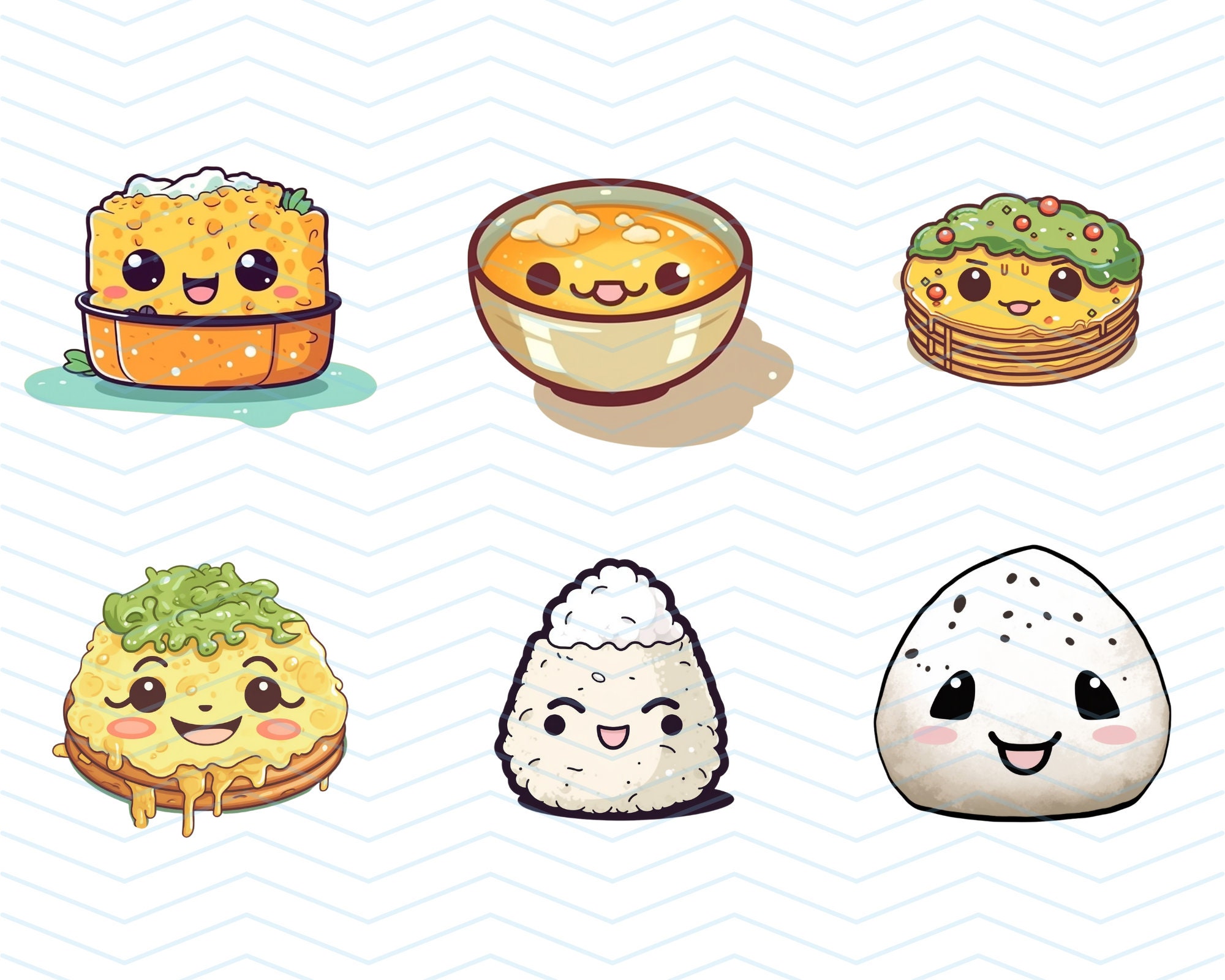 Kawaii Sushi and Japanese Food Clipart PNG Bundle Chibi Sushi Kawaii ...