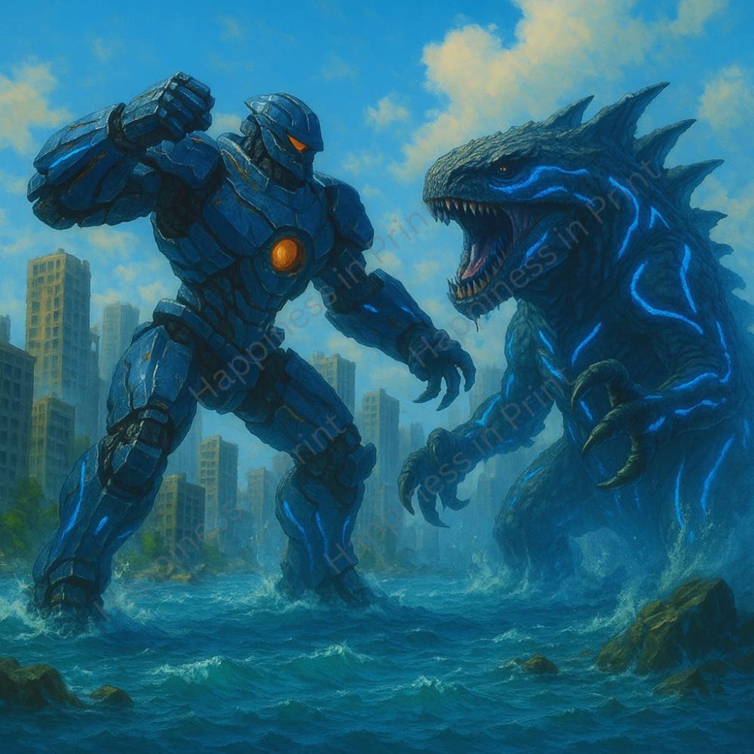 Pacific Rim Jaeger Vs Kaiju Photo Realistic Battle Scene | Urban Fire ...