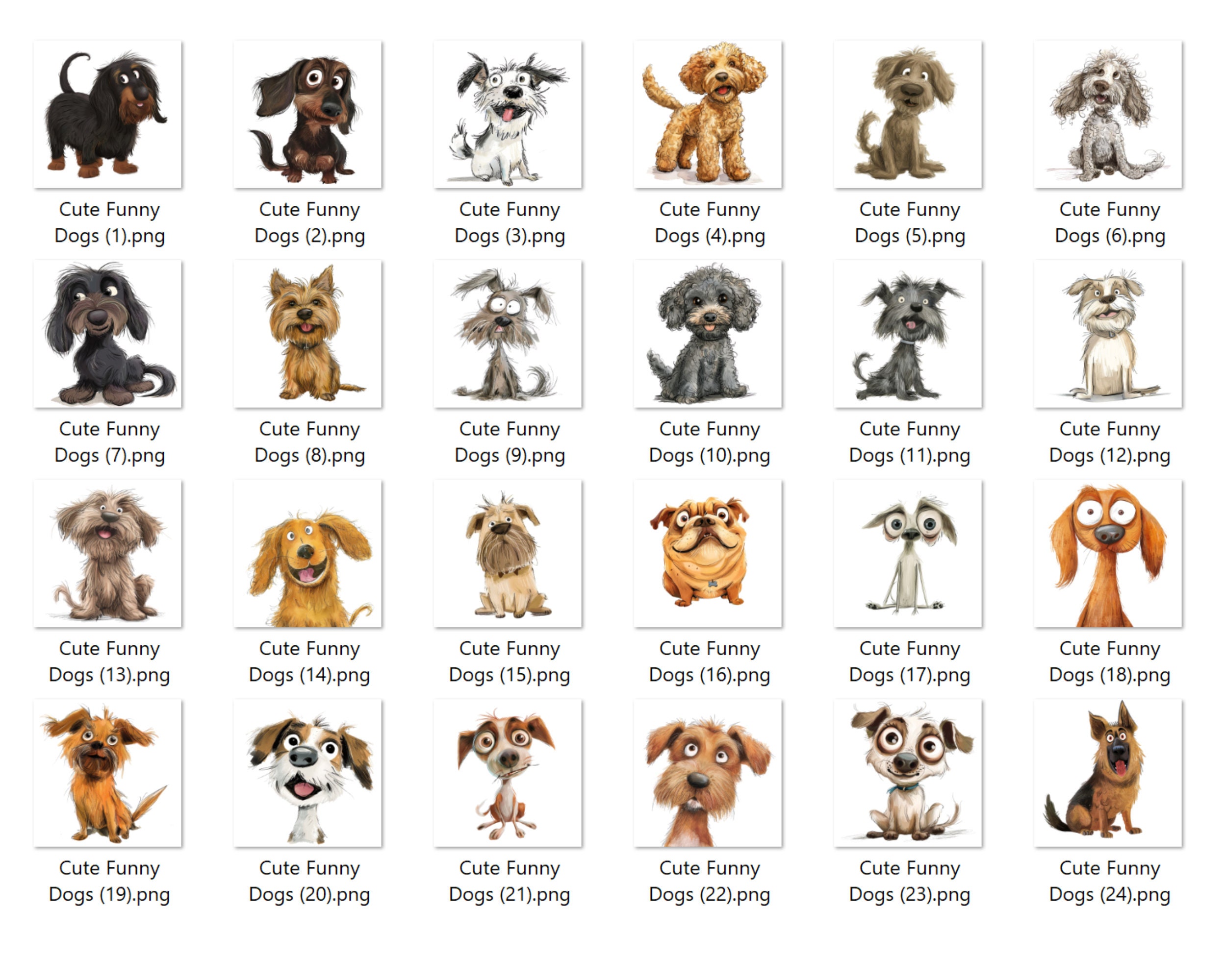 24 Cute Funny Dog PNG Clipart Whimsical Dog Clipart Commercial Use Junk ...