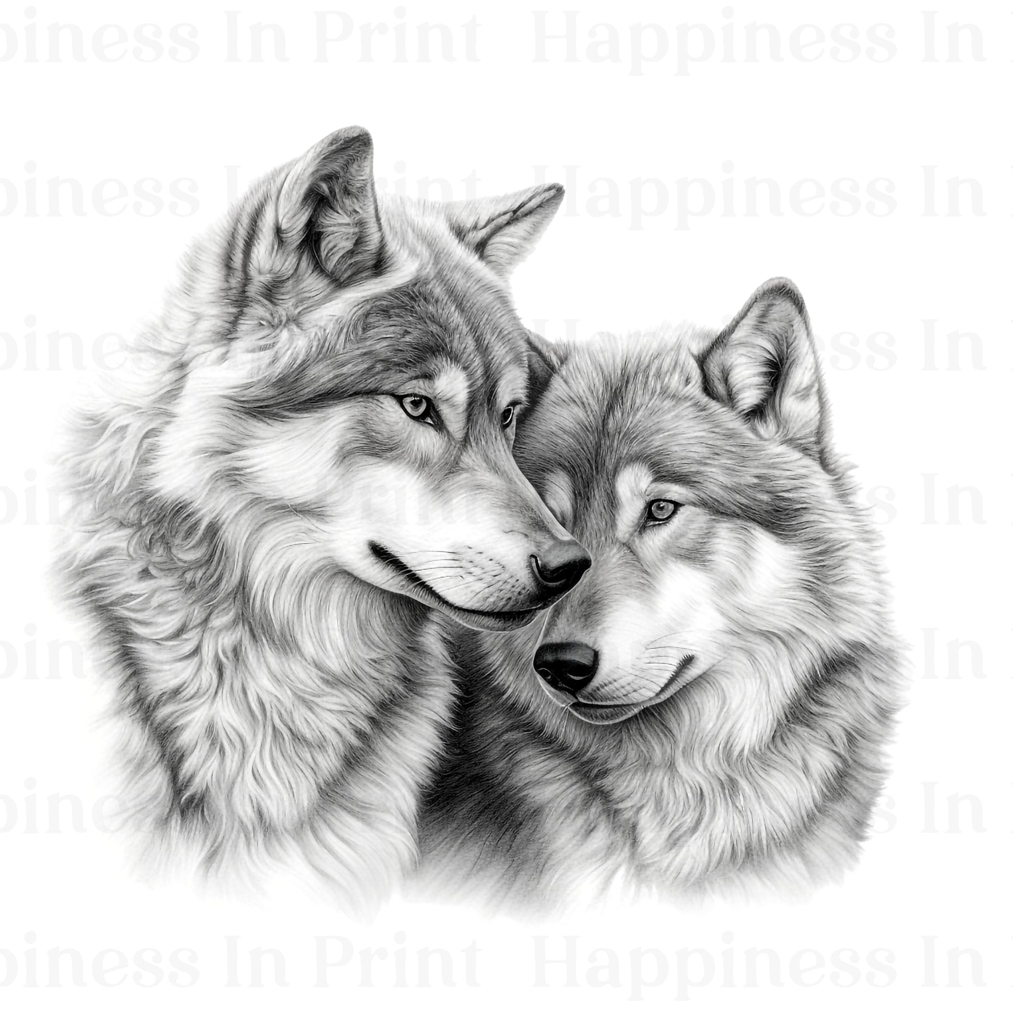 Wedding Gift Wolf Couple Clipart Wolf PNG Two Wolves Art Gift for ...