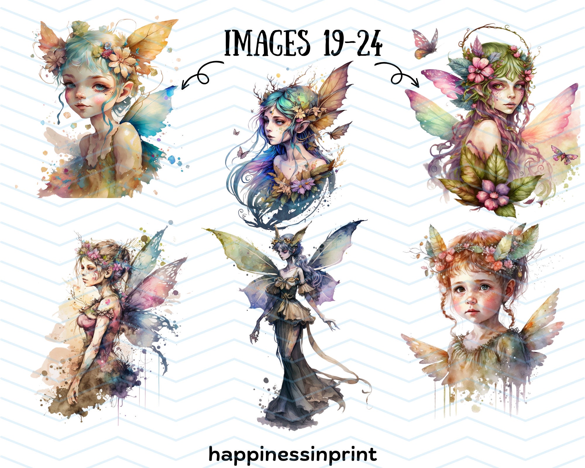 Elegant Watercolor Fairy Clipart Bundle PNG Sublimation - Etsy