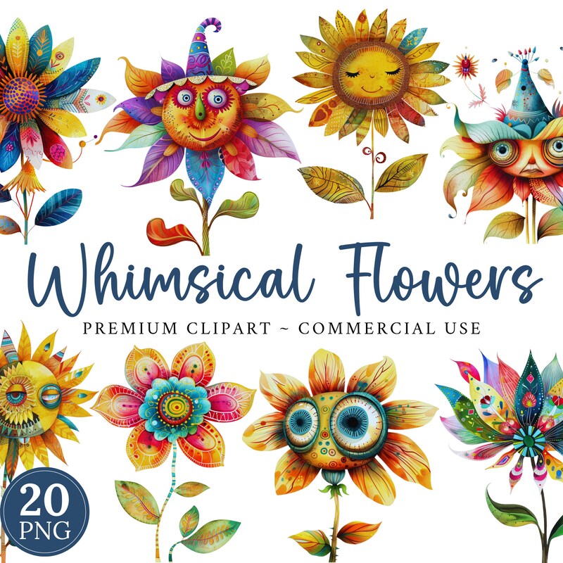 Whimsical Flower Art - Etsy